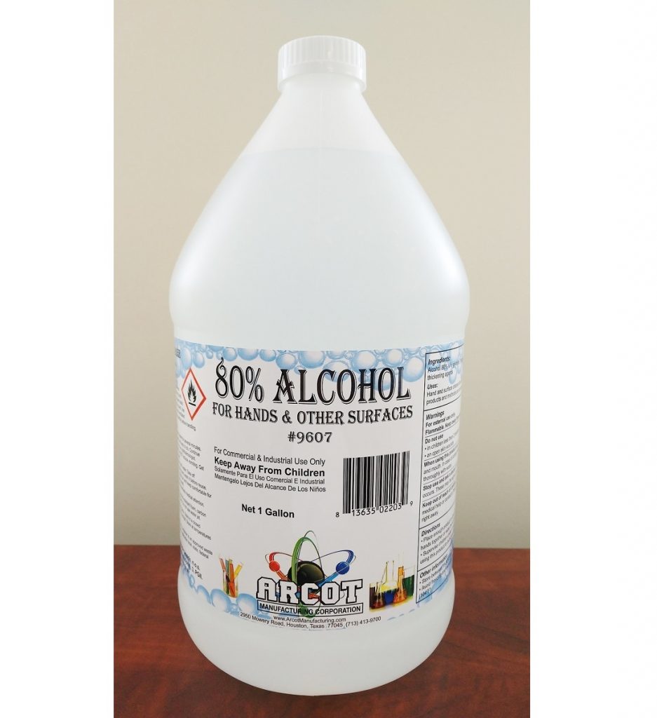 80% Alcohol for Hands & Other Surfaces – Arcot Manufacturing